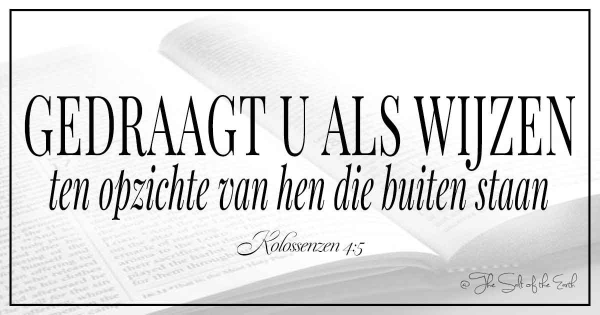 Gedraagt u als wijzen ten opzichte van hen die buiten staan ...
